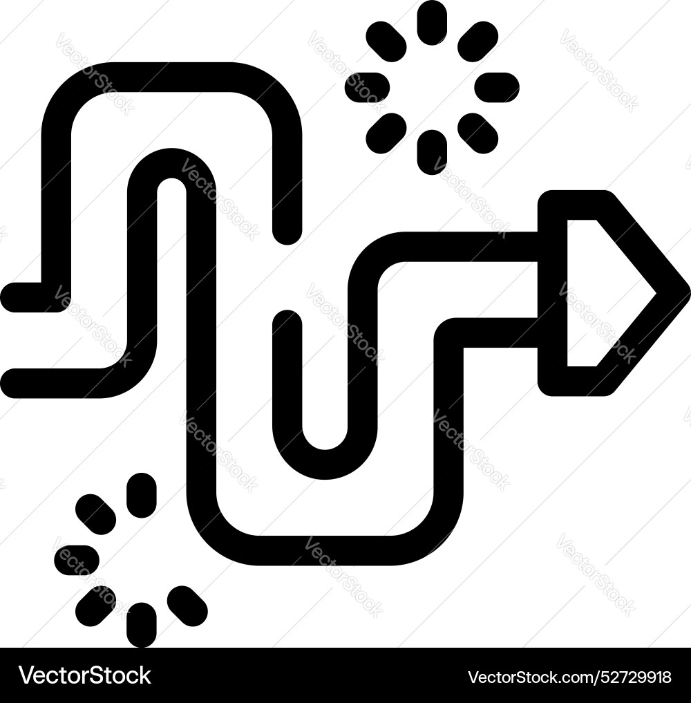 Arrow overcoming obstacles reaching goal through Vector Image