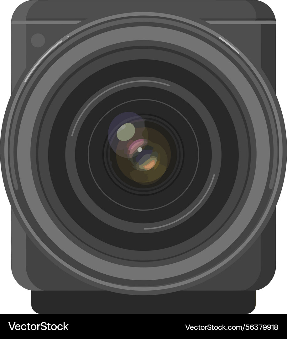 Camera lens front view with detailed glass Vector Image