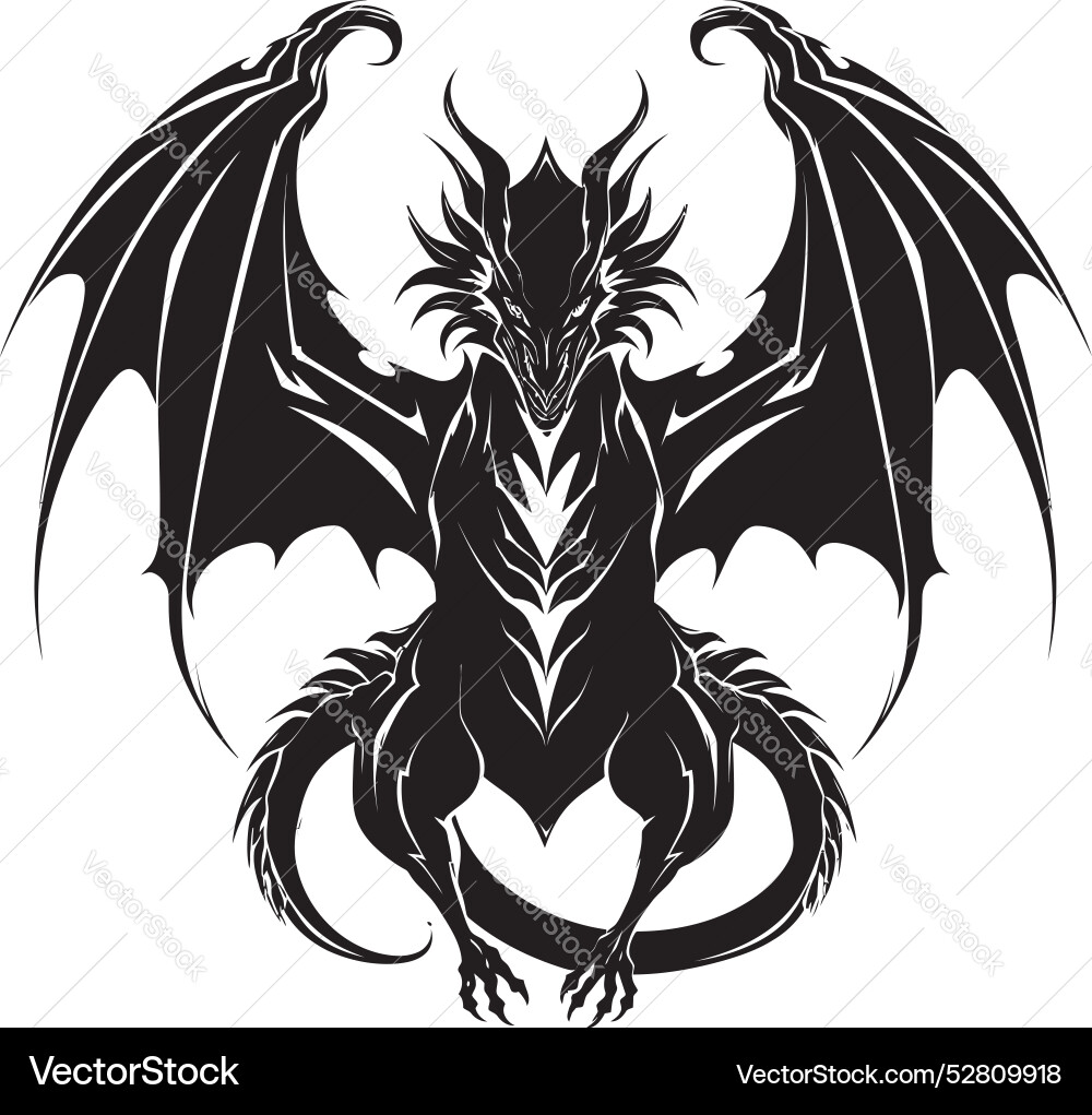 Fiery fiend full body dragon icon symbol winged Vector Image
