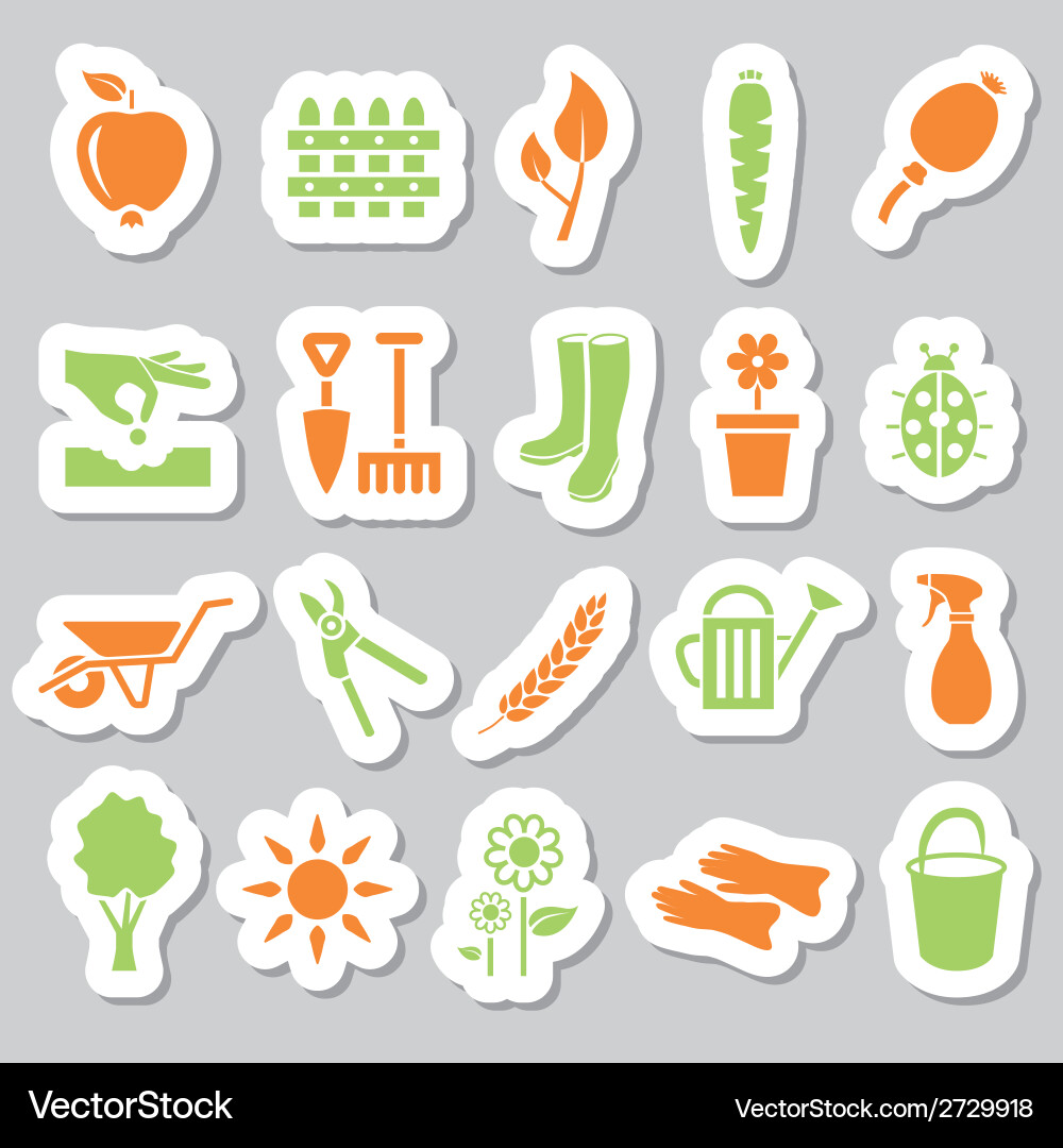 Garden stickers Royalty Free Vector Image - VectorStock
