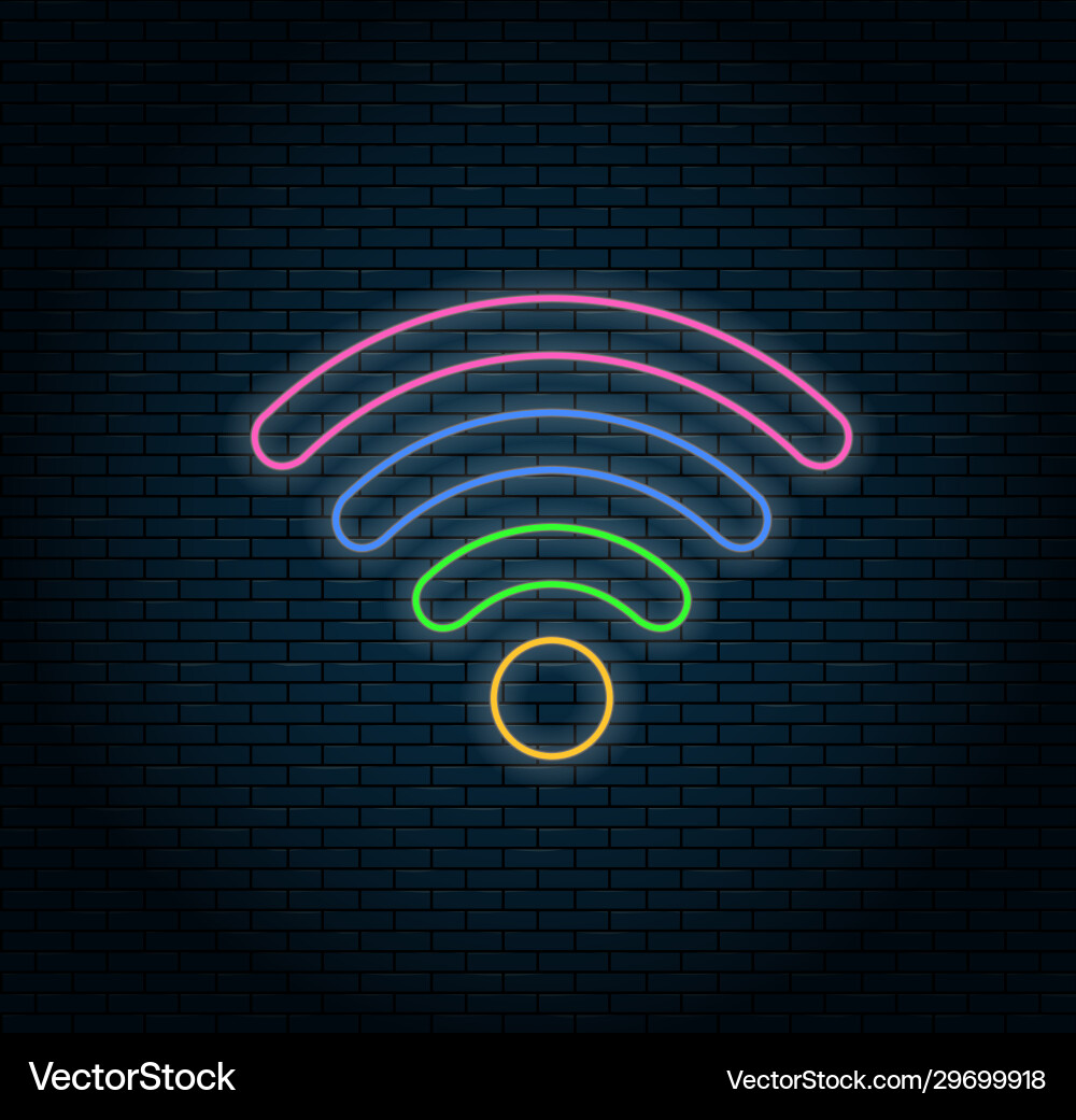 Glowing neon wifi icon Royalty Free Vector Image