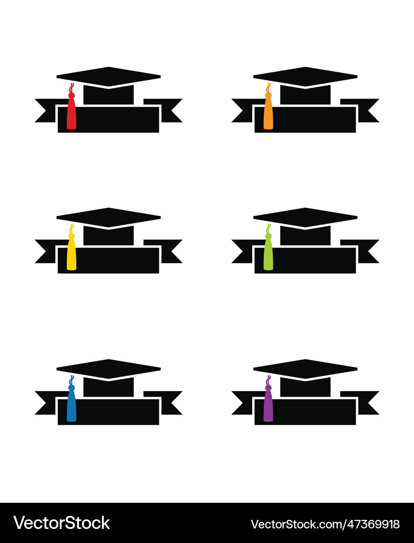 Graduation cap and ribbon Royalty Free Vector Image