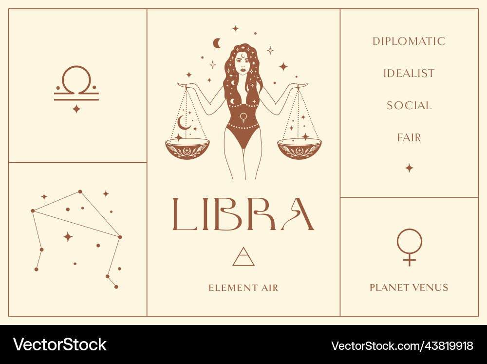 Libra zodiac sign design esoteric Royalty Free Vector Image