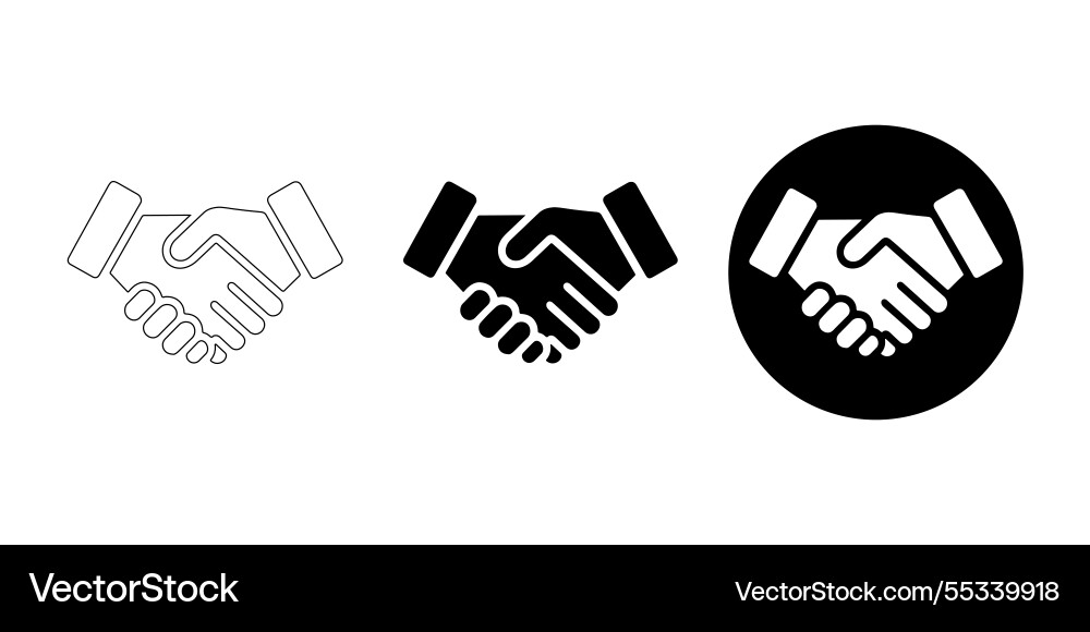 Three variations of a business handshake icon Vector Image