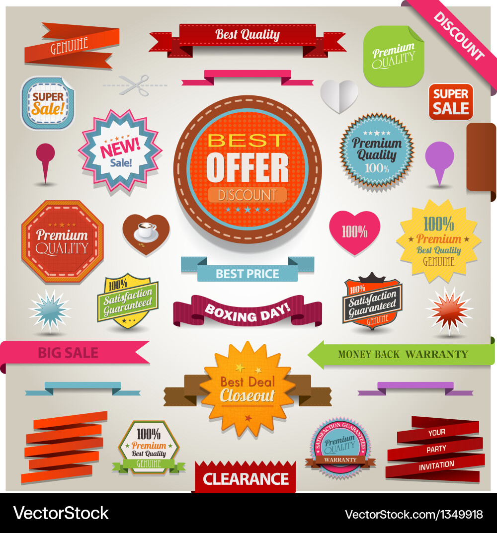 Vintage Ribbons & Labels Collection Royalty Free Vector