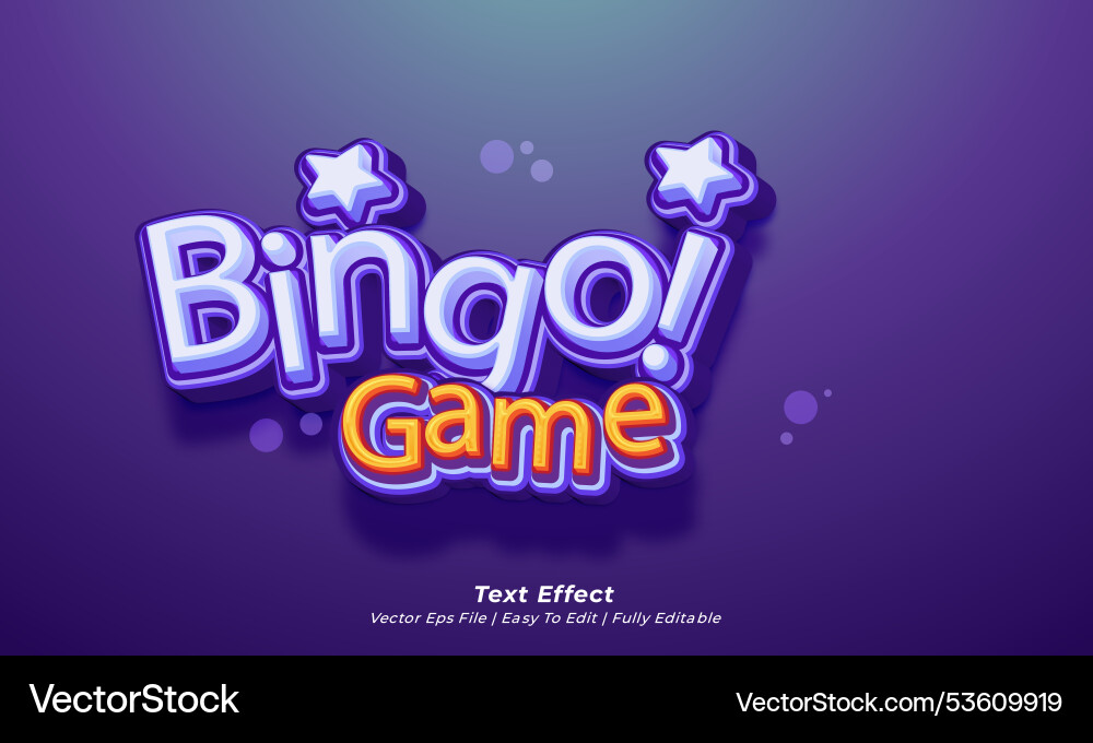 3d text effect bingo game title style Royalty Free Vector