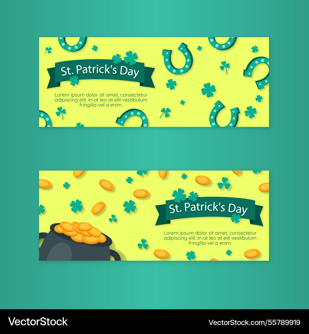 Cauldron and horseshoes st patricks banner Vector Image