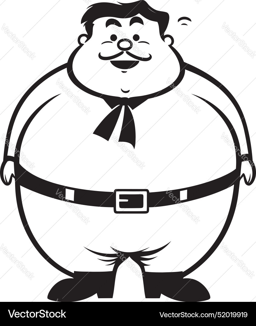 Chubby figure iconic black graphic portly profile Vector Image