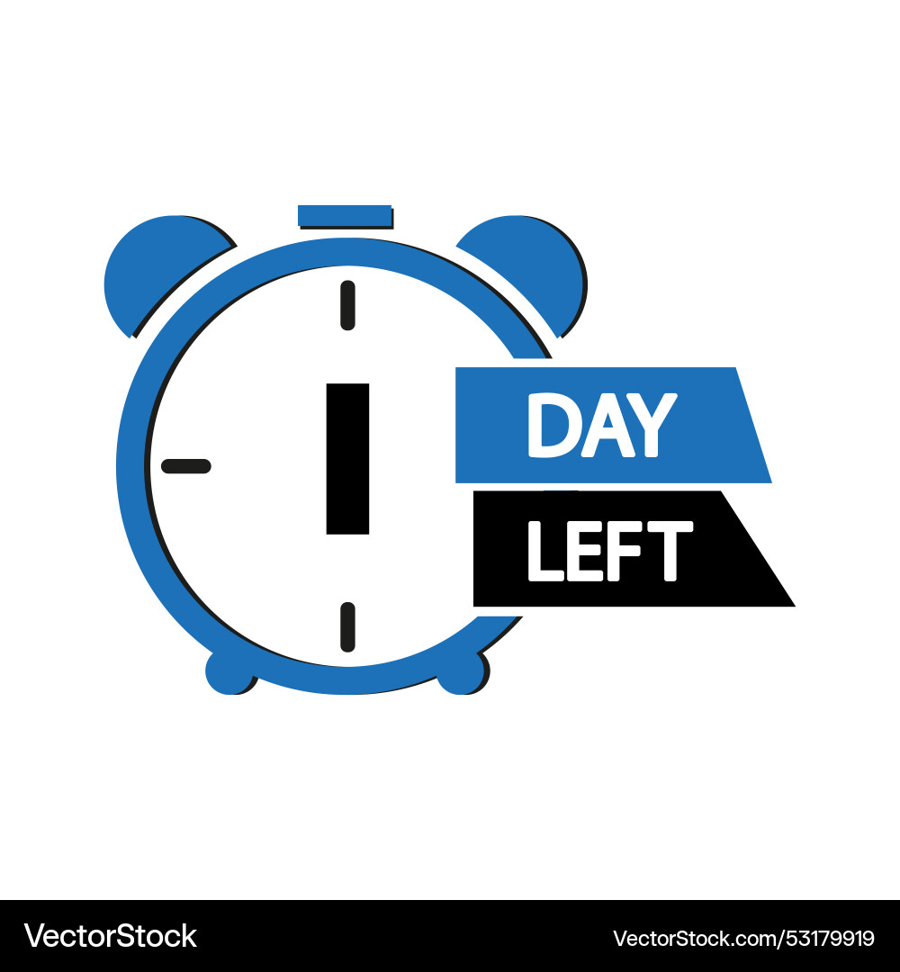 Clock icon one day left blue and black Royalty Free Vector