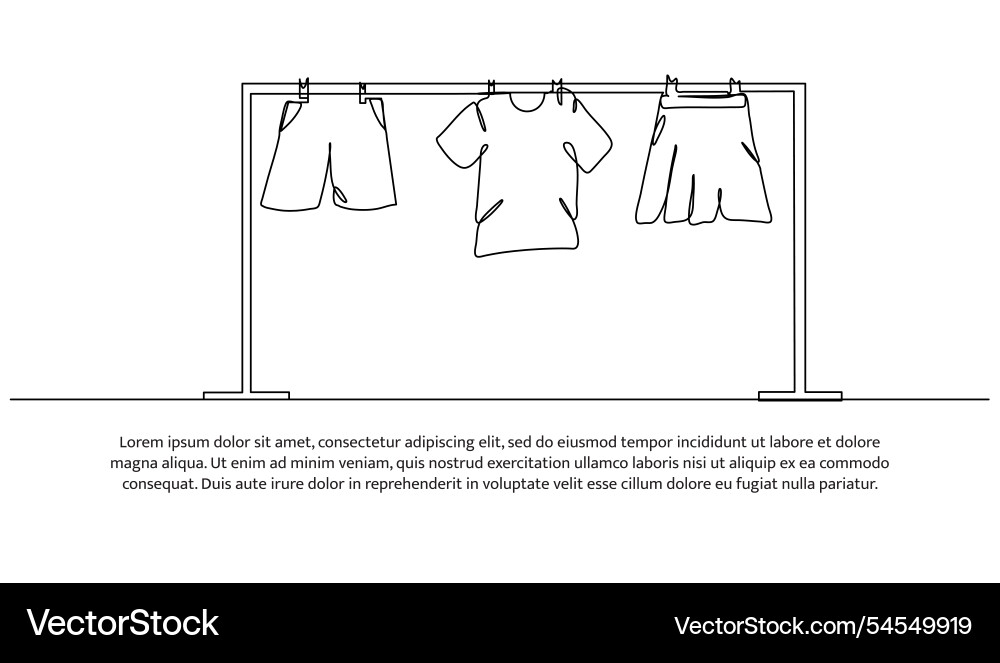 Continuous one line design of clothesline Vector Image