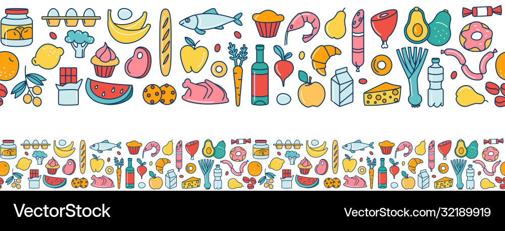 Fresh Food Market Pattern Royalty Free Vector Image