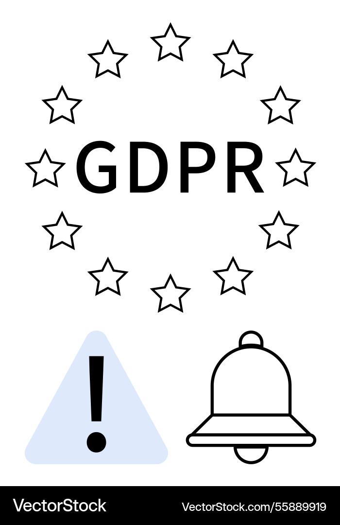 Gdpr compliance with notification bell and data Vector Image