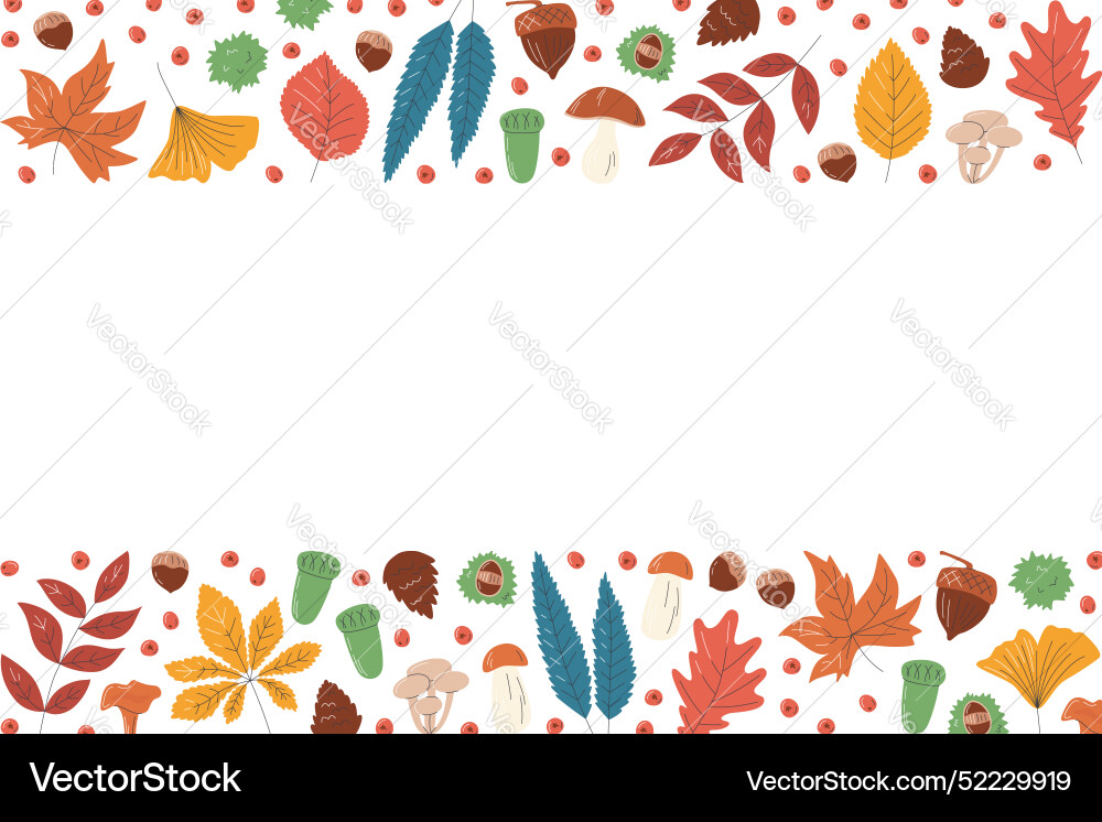 Horizontal banner border composition with fall Vector Image
