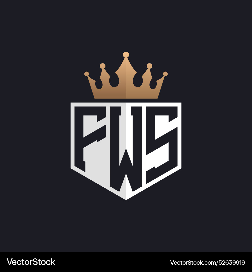 Luxury fws logo with crown elegant initials Vector Image