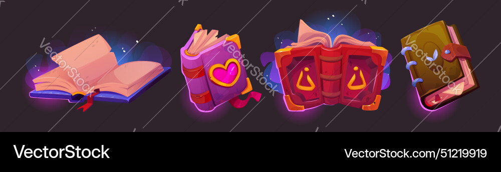 Old magic open paper book icon ancient spell Vector Image