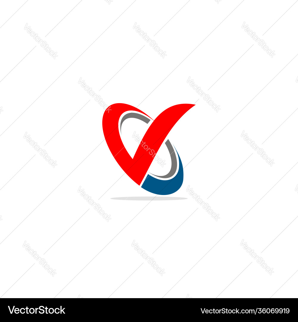 Round curve v initial company logo Royalty Free Vector Image