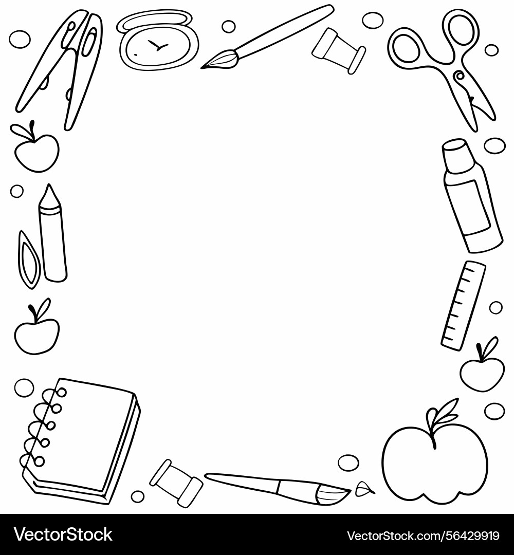 School supplies border frame with notebooks Vector Image