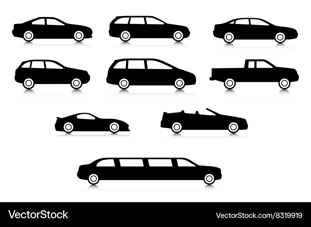 Silhouettes of different body car types Royalty Free Vector