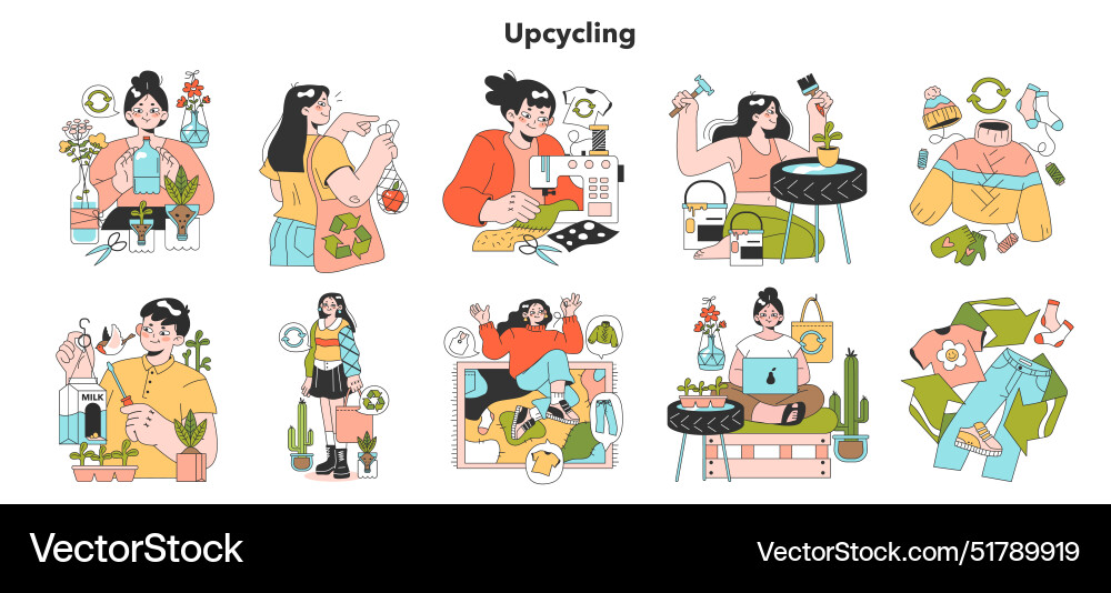 Upcycling process and technique of reuse Vector Image