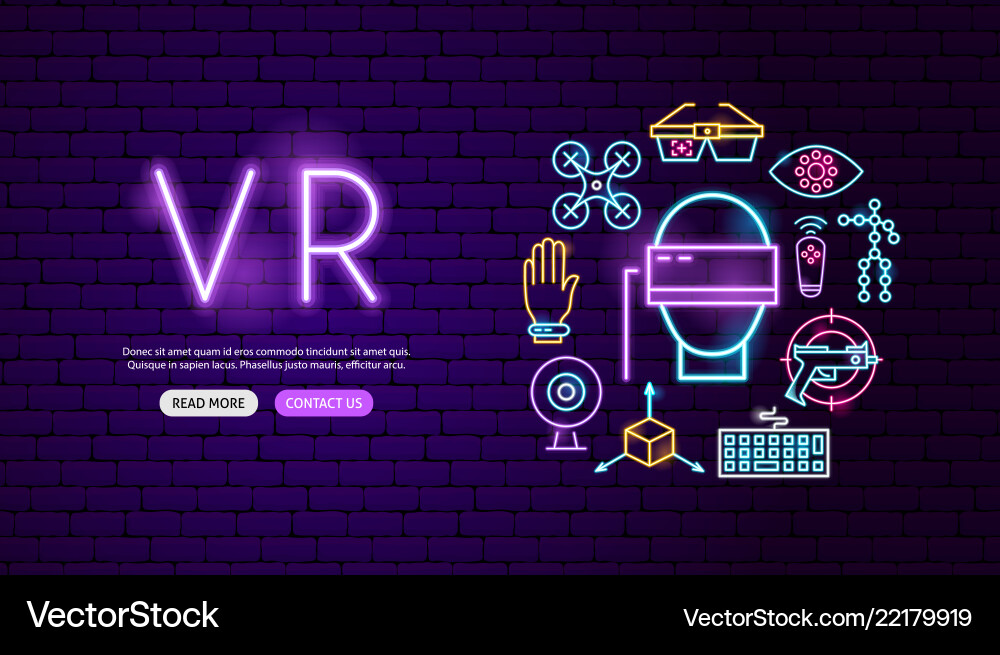 Vr neon banner design Royalty Free Vector Image