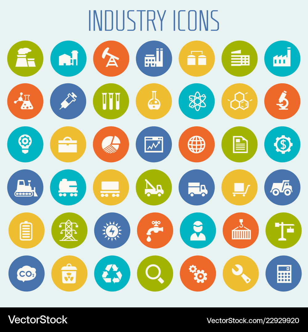 Big industry icon set Royalty Free Vector Image