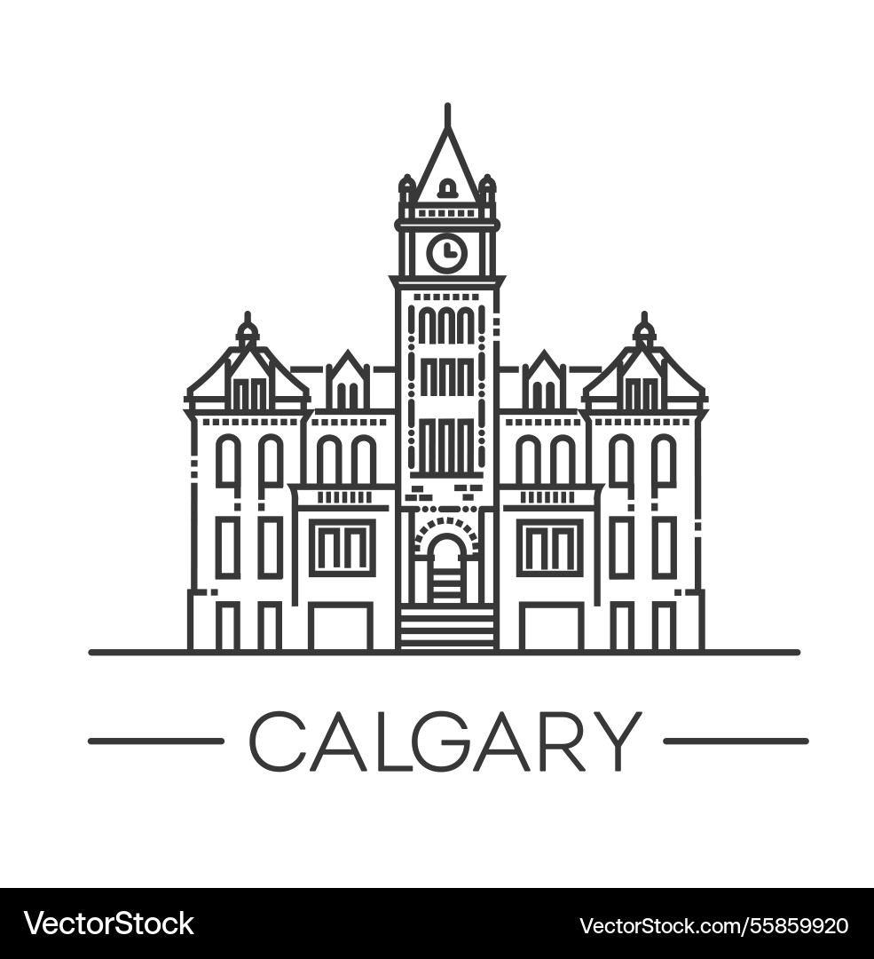 Calgary city hall outline Royalty Free Vector Image
