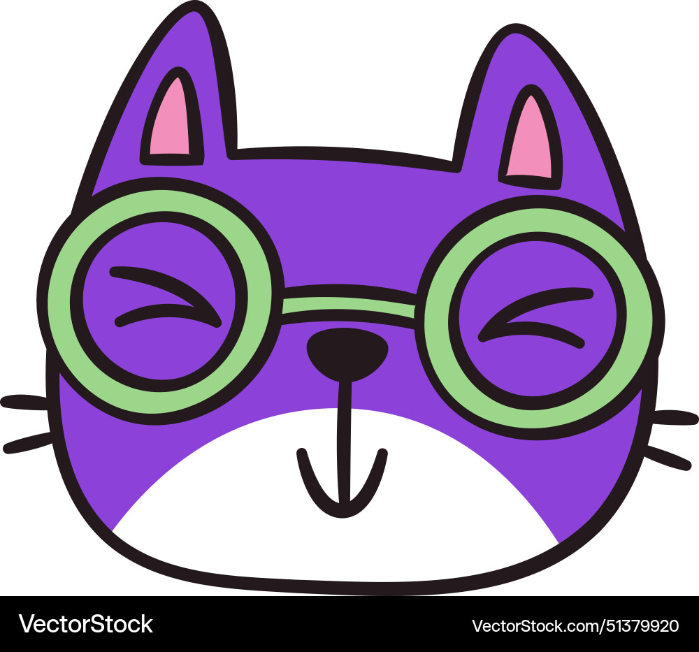 Cat with glasses comic art Royalty Free Vector Image