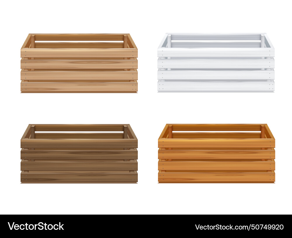 Colorful wooden boxes set Royalty Free Vector Image