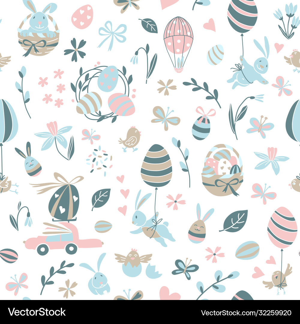 Cute Easter Bunny Pattern Royalty Free Vector Image