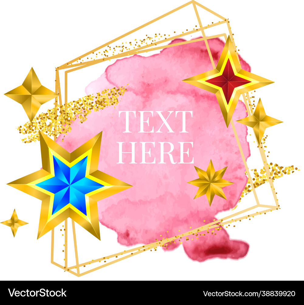 Gold frame paint hand painted brush stroke Vector Image