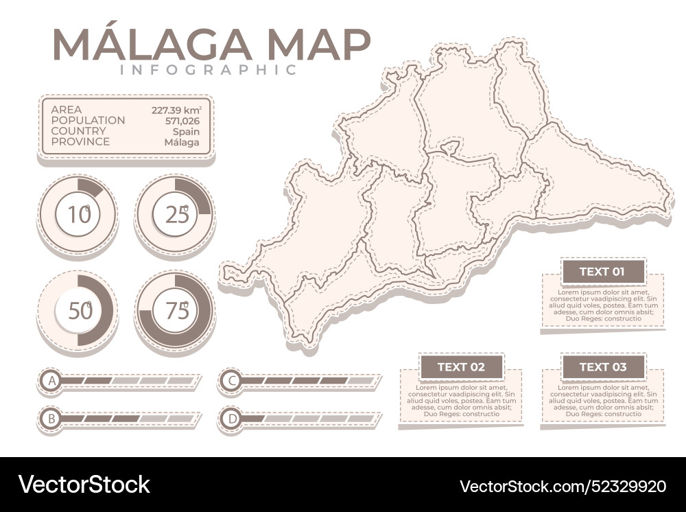 Hand drawn mlaga map Royalty Free Vector Image