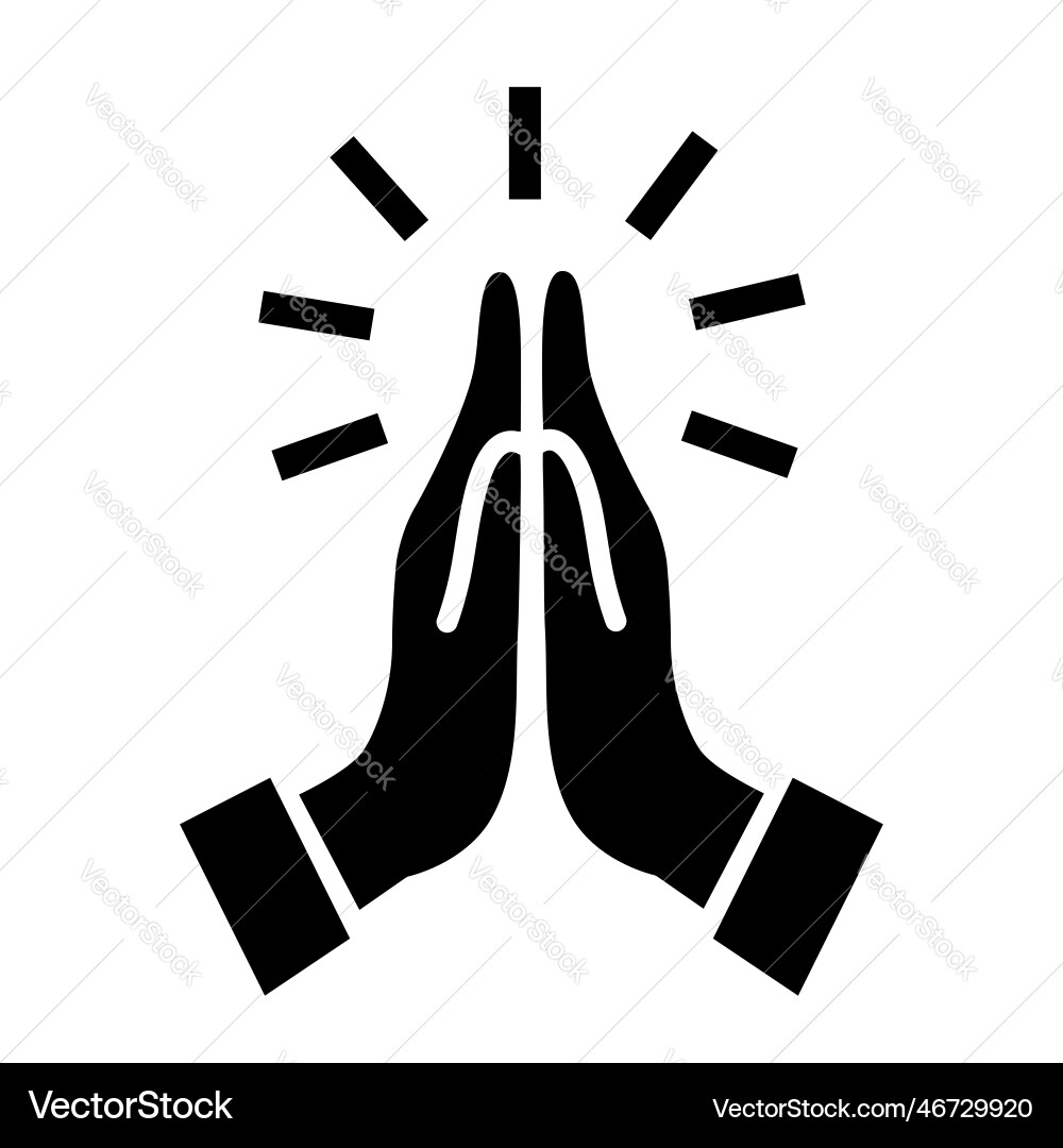 Pray icon hands folded in prayer Royalty Free Vector Image