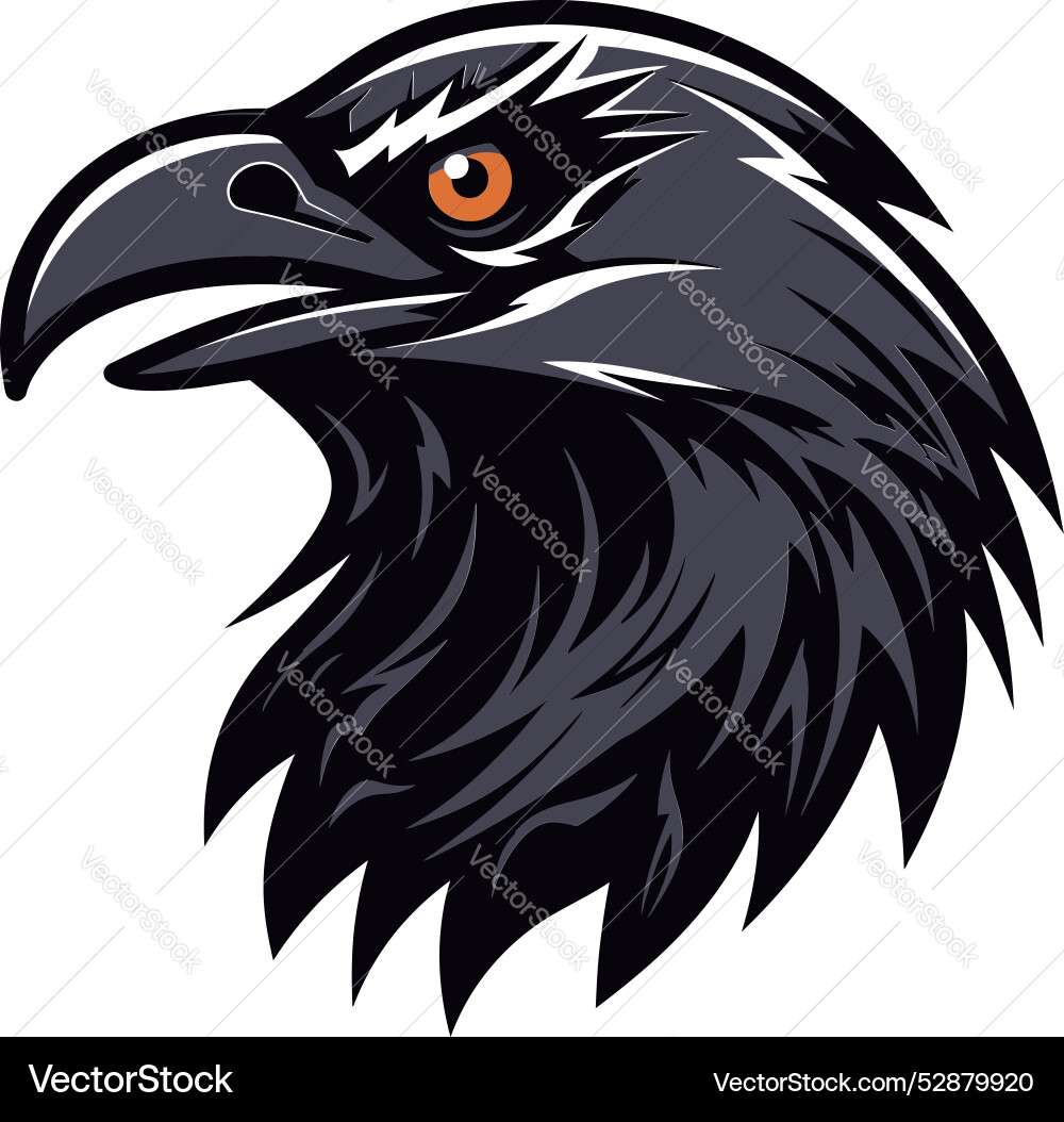 Raven silhouette minimalist mark stylish black Vector Image