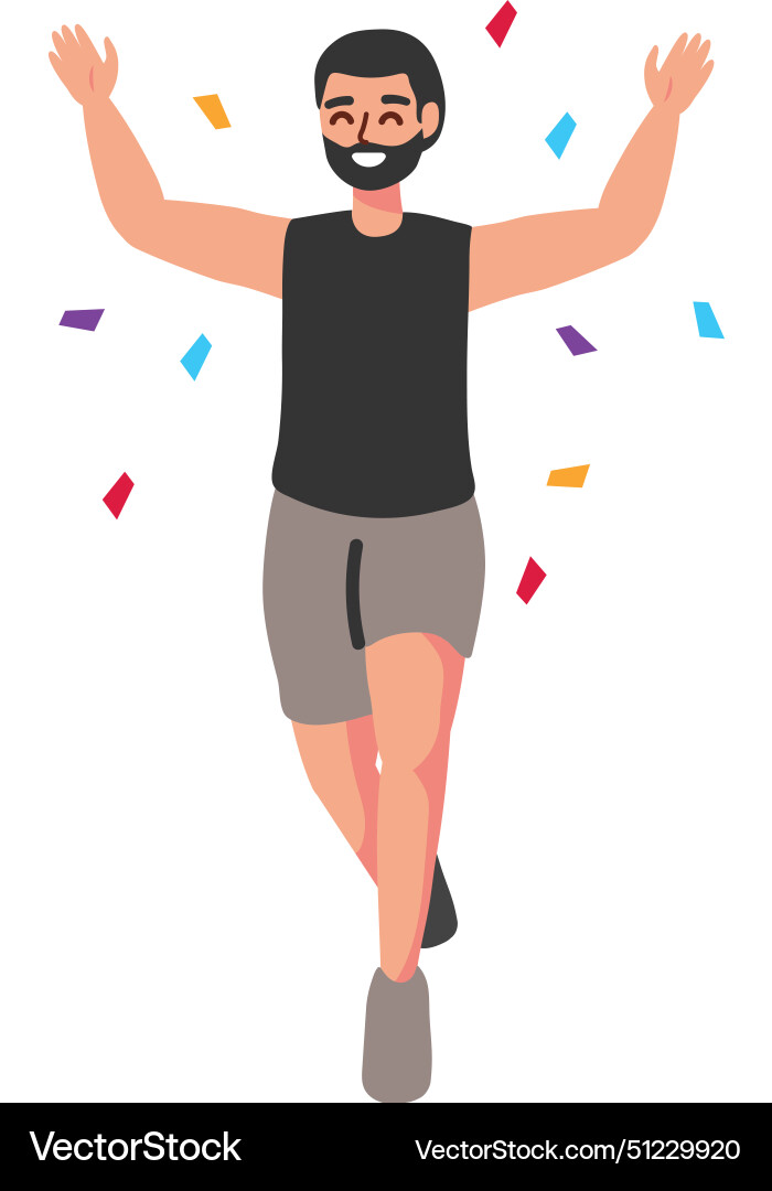 Runner man celebrating Royalty Free Vector Image