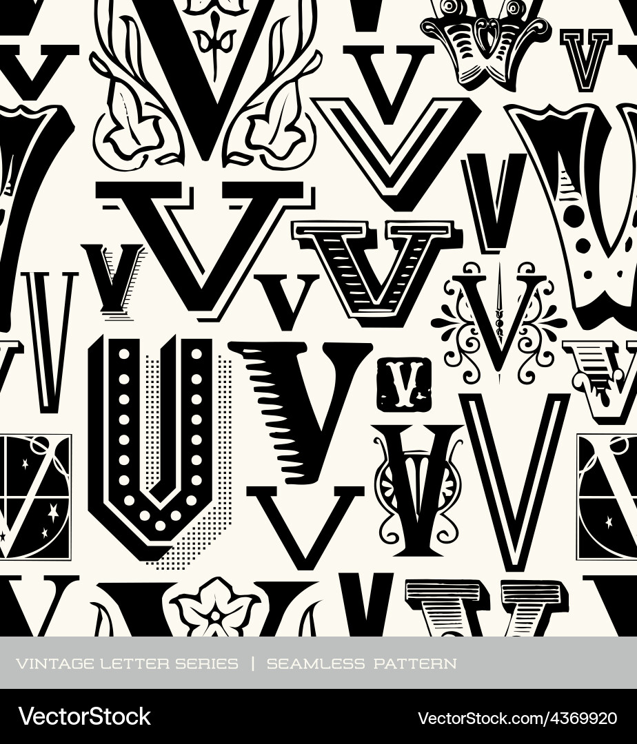 Vintage Letter V Pattern Royalty Free Vector Image