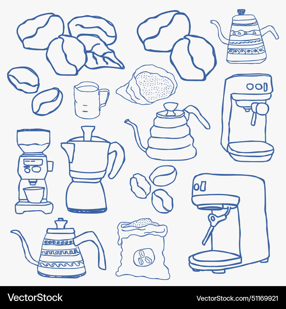 Coffee tools collection Royalty Free Vector Image