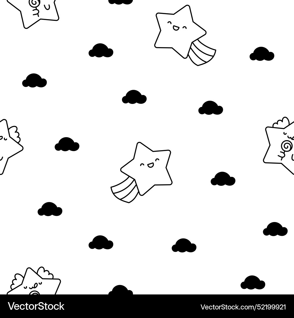 Cute stars character coloring page Royalty Free Vector Image