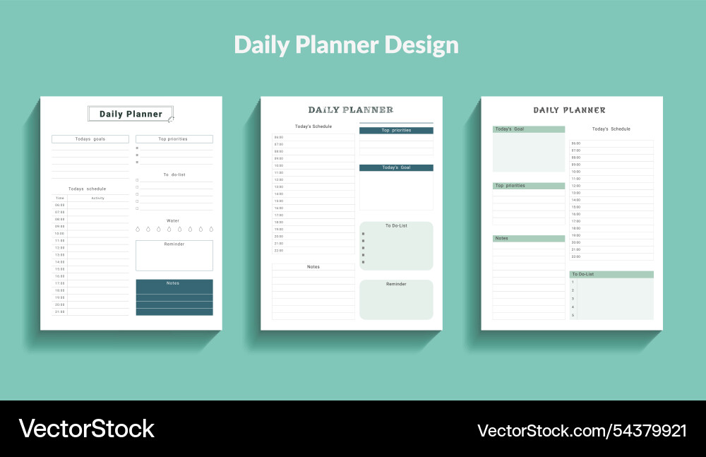 Daily planner template modern layout design Vector Image