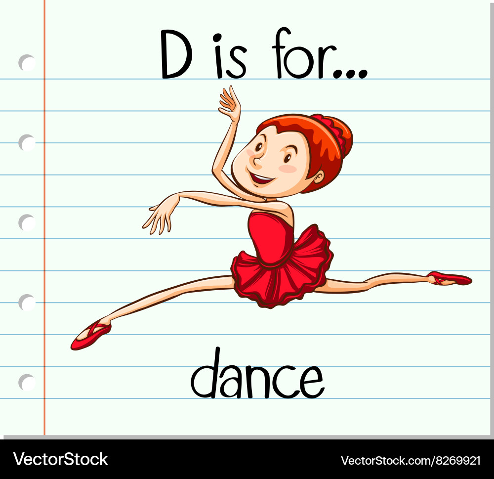 Flashcard letter d is for dance Royalty Free Vector Image