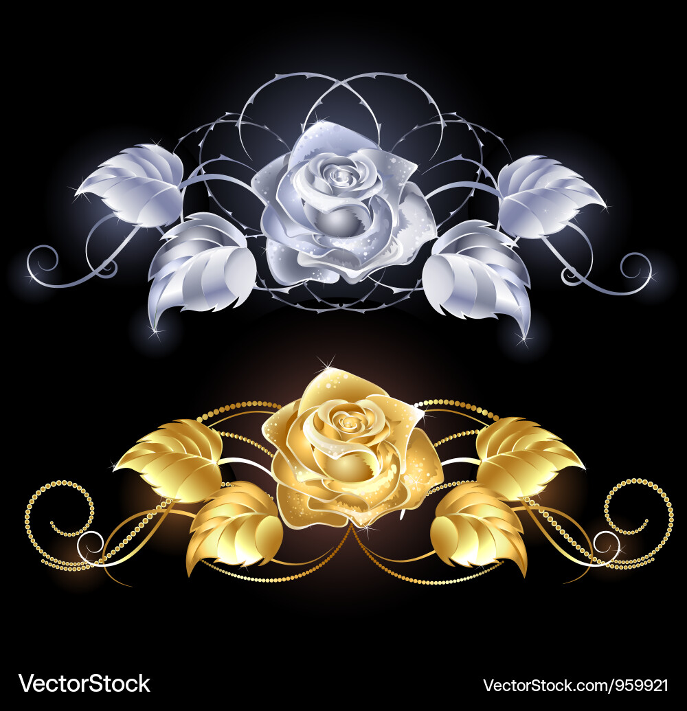 Gold and silver rose Royalty Free Vector Image