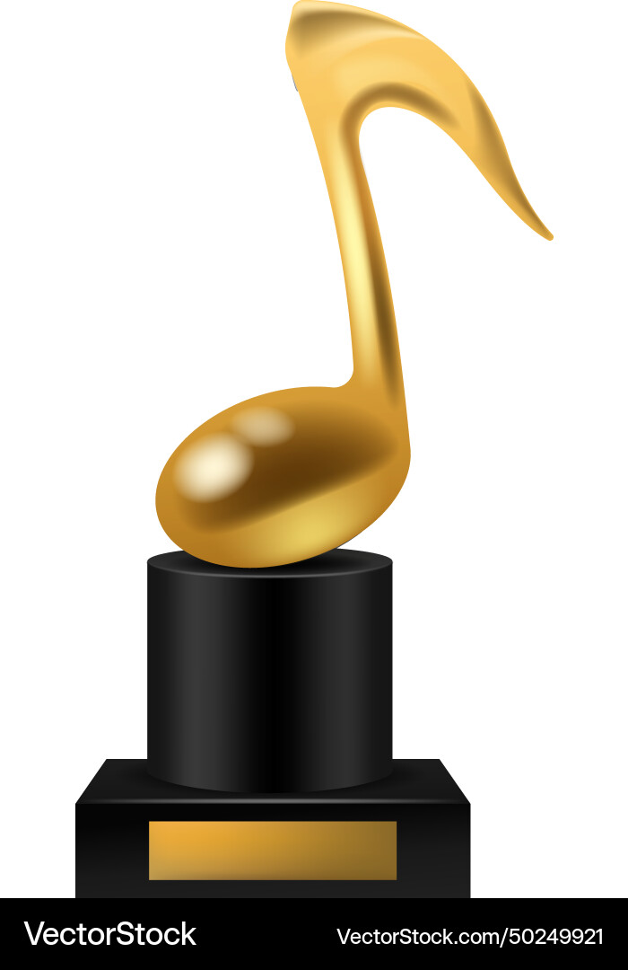 Realistic golden trophy prize music winner cup Vector Image