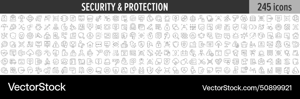Security and protection linear icon collection Vector Image