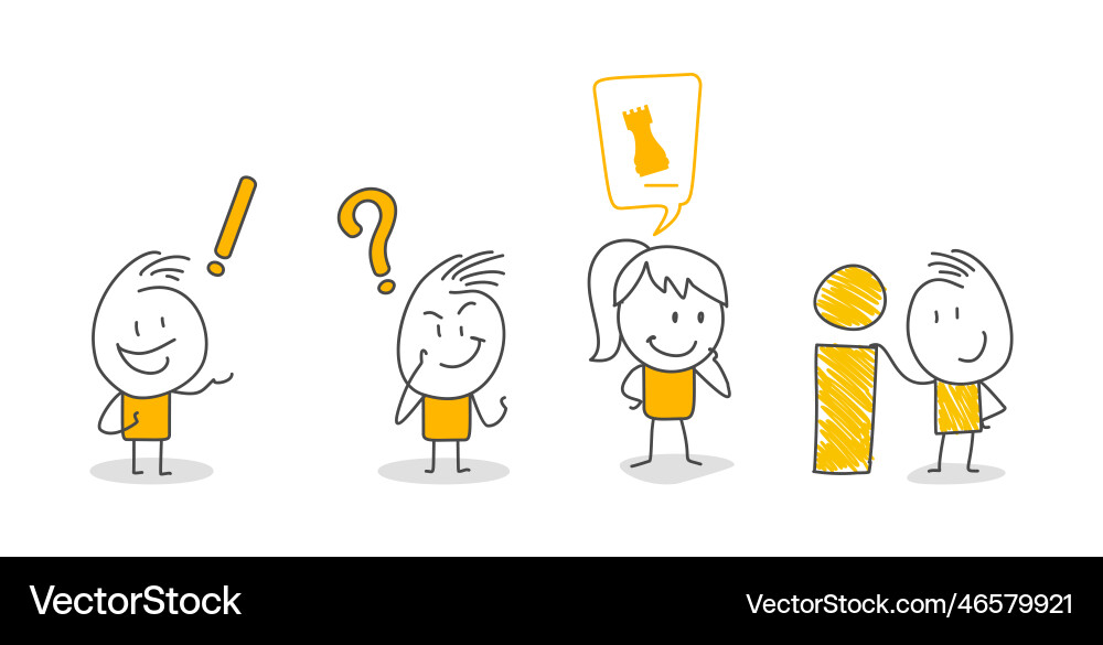 Stick figures hand drawn doodle line art cartoon Vector Image