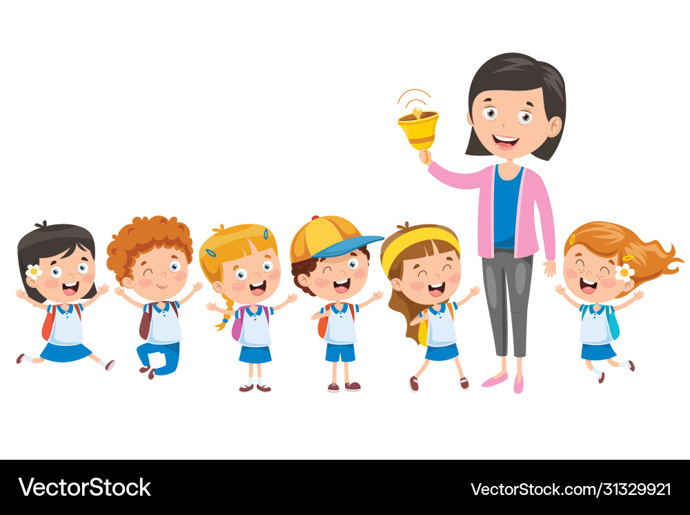 Students with their teacher Royalty Free Vector Image