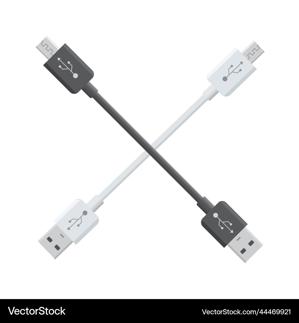 Usb micro cables isolated on white background Vector Image