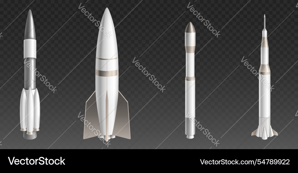 3d space rockets set on transparent background Vector Image