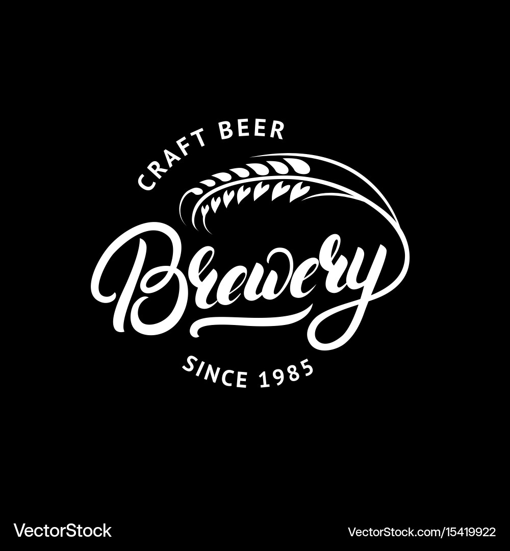 Brewery hand drawn lettering logo label badge Vector Image