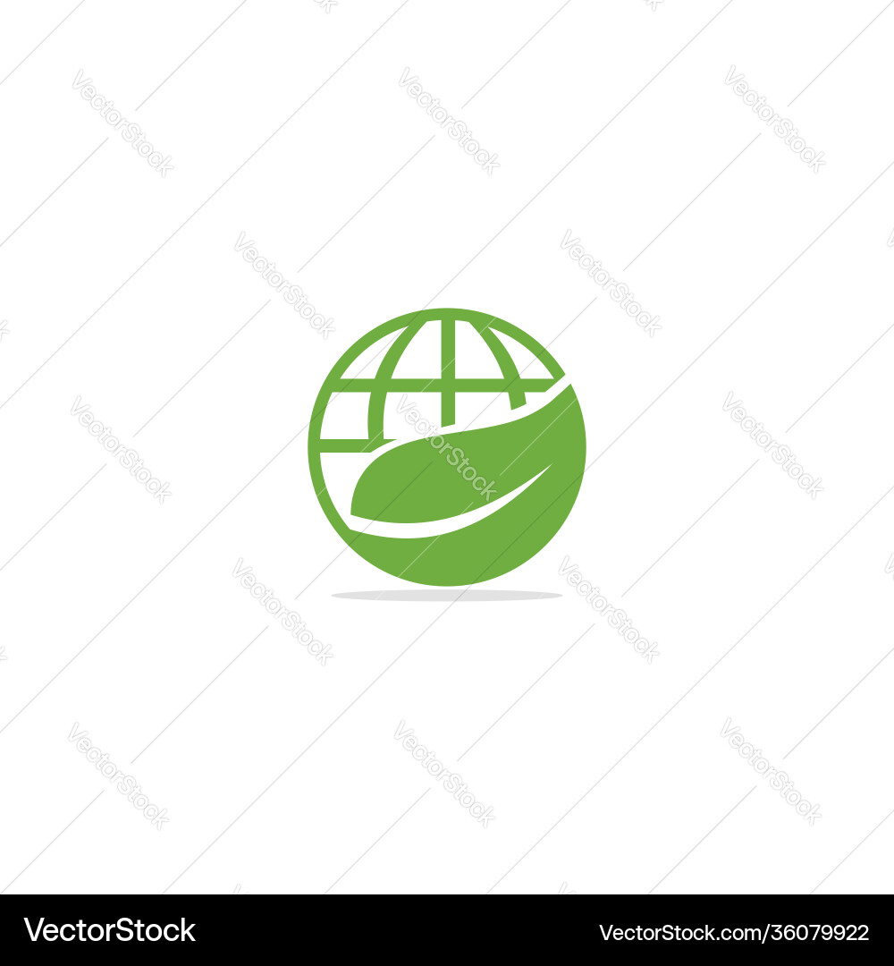 Eco green leaf globe earth logo Royalty Free Vector Image