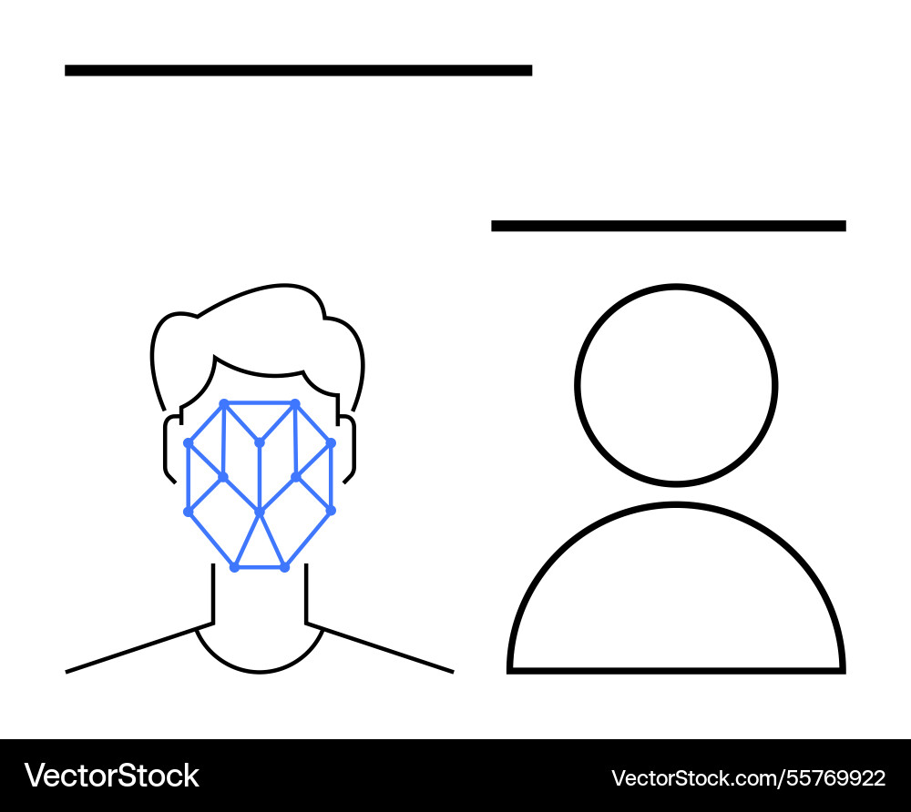 Facial recognition and user identity concept Vector Image