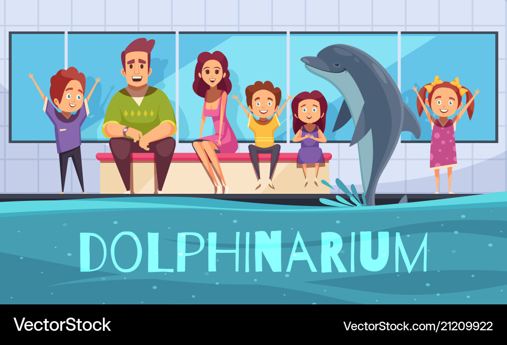 Family with dolphins background Royalty Free Vector Image